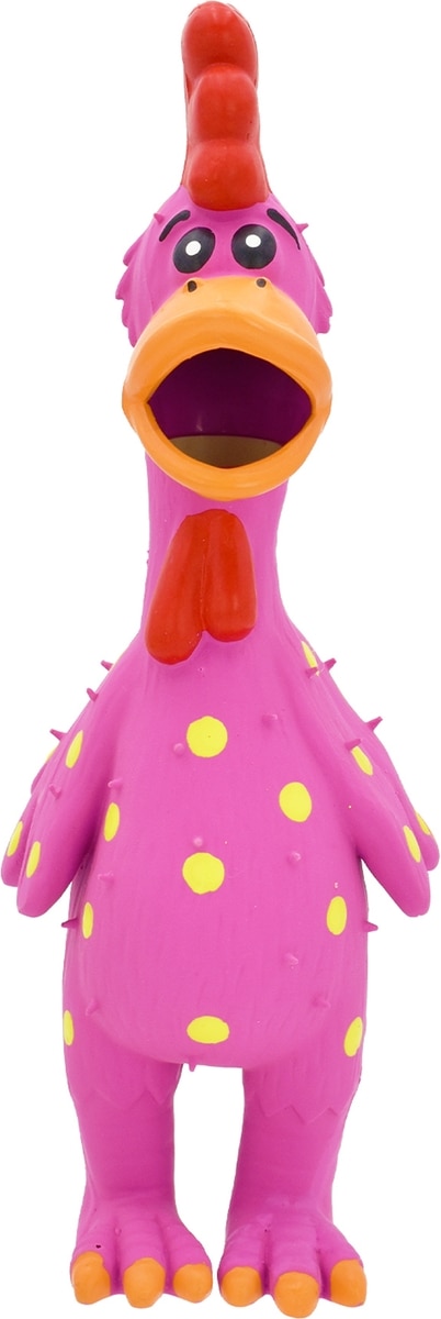 MULTIPET Latex Polka Dot Globken Chicken Squeaky Dog Toy, Color Varies ...