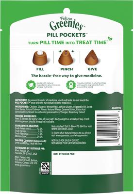 GREENIES Pill Pockets Feline Natural Salmon Flavor Soft Adult Cat ...