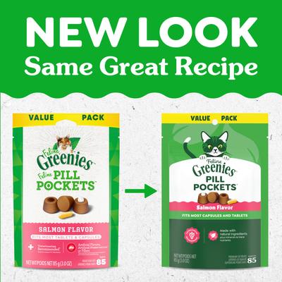 GREENIES Pill Pockets Feline Natural Salmon Flavor Soft Adult Cat ...