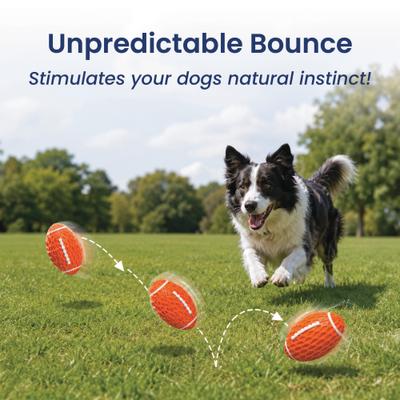 PAWSPIK Football Natural Rubber Stuffing-Free Teething Tough Chew Dog ...