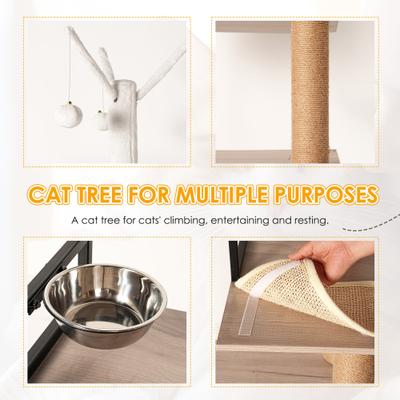 W-JOPNS 65.35-in Litter Box Enclosure & Cat Tree, Gray - Chewy.com