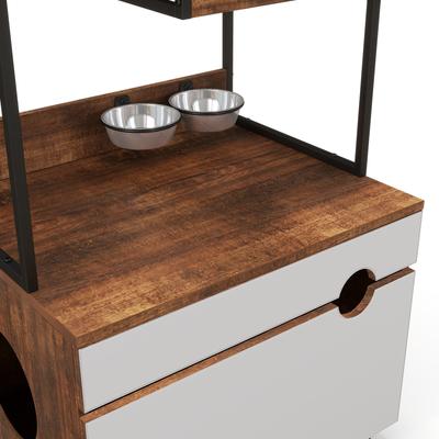W-JOPNS 48-in Litter Box Enclosure & Cat Tree, Walnut - Chewy.com