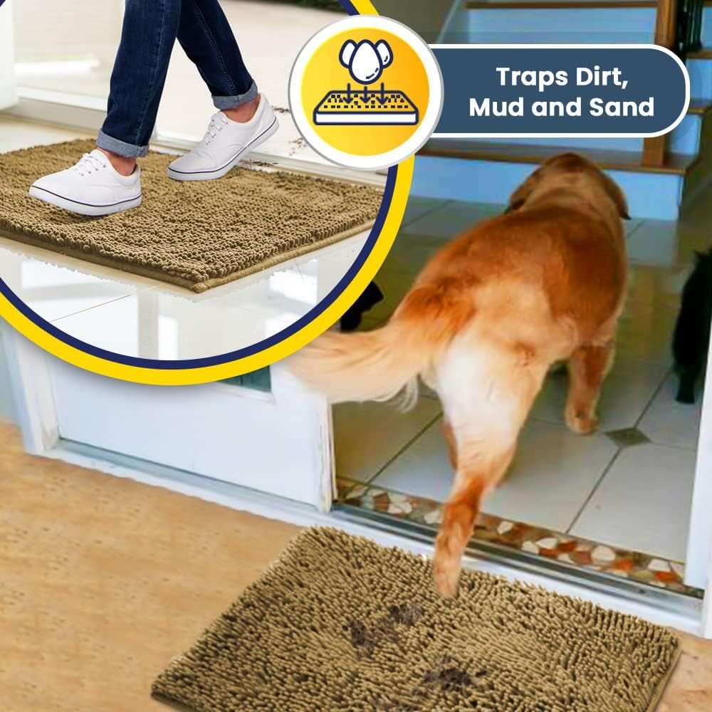 Out of Stock - MUDDY MAT Highly Absorbent Chenille Dog Door Mat, Beige ...