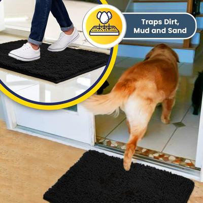 Discontinued - MUDDY MAT Highly Absorbent Chenille Dog Door Mat, Black ...