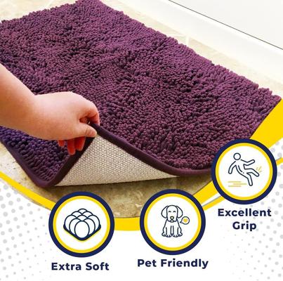 MUDDY MAT Highly Absorbent Chenille Dog Door Mat Dark Purple, 48 x 72 ...