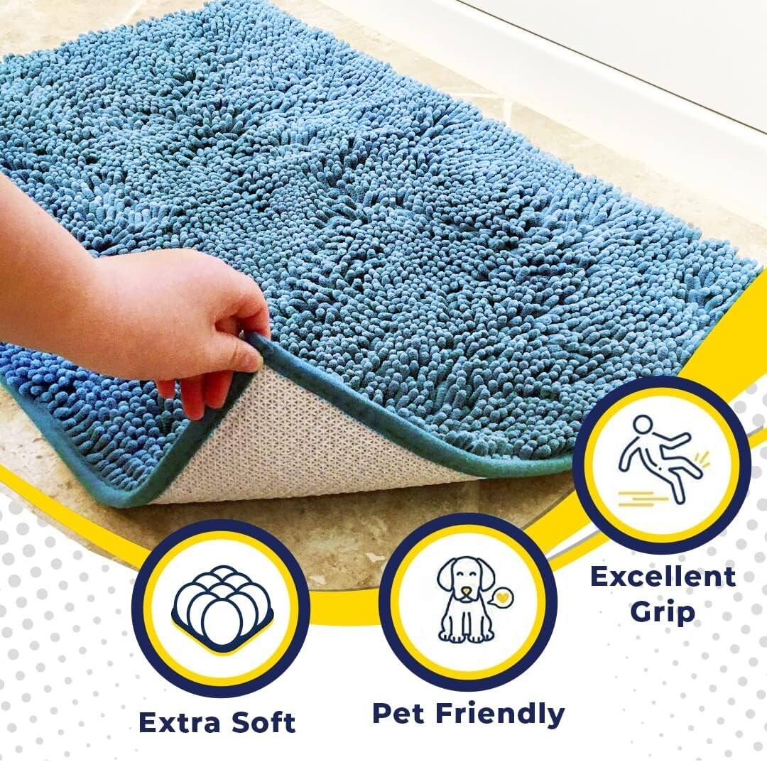 Discontinued - MUDDY MAT Highly Absorbent Chenille Dog Door Mat Sky ...