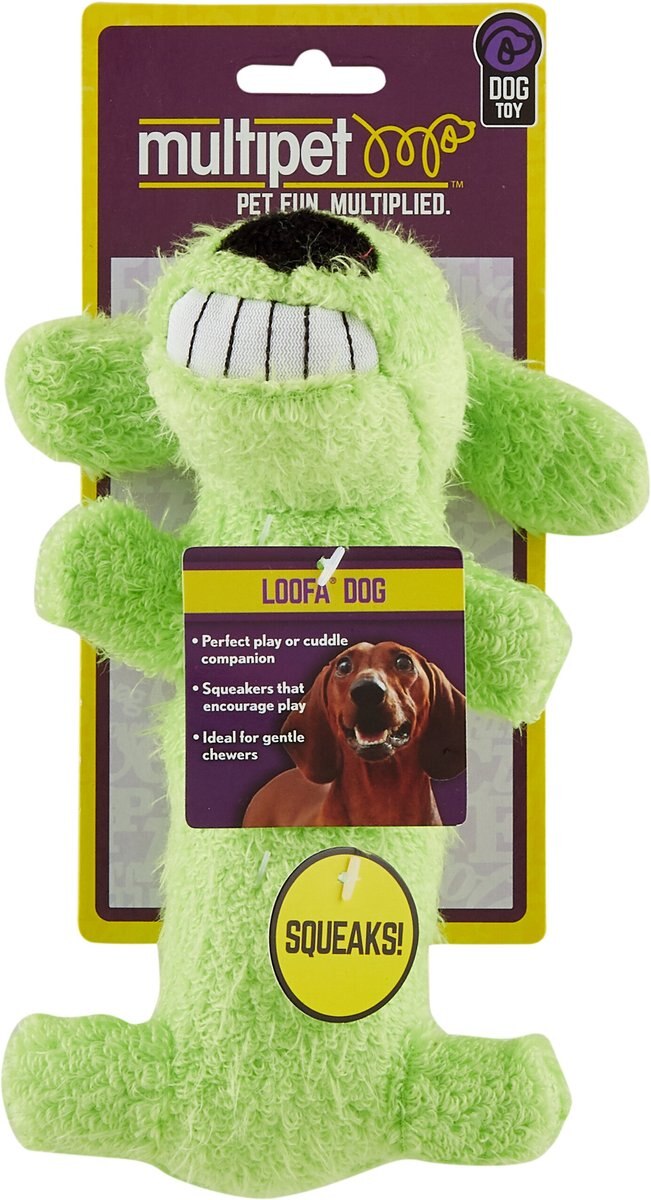 MULTIPET Loofa Dog The Original Squeaky Plush Dog Toy, Color Varies ...