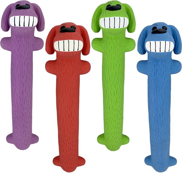MULTIPET Loofa Latex Squeaky Dog Toy, Color Varies, 12-in, 1 count ...