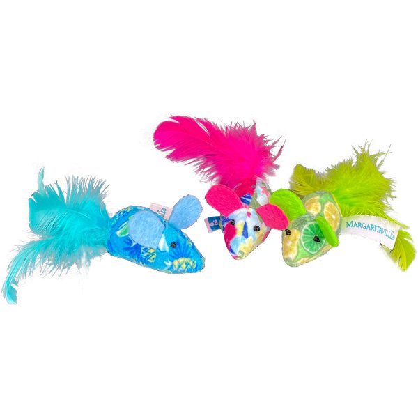 MULTIPET Margaritaville Flip Flop Plush Cat Toy with Catnip, Blue, 4-in ...