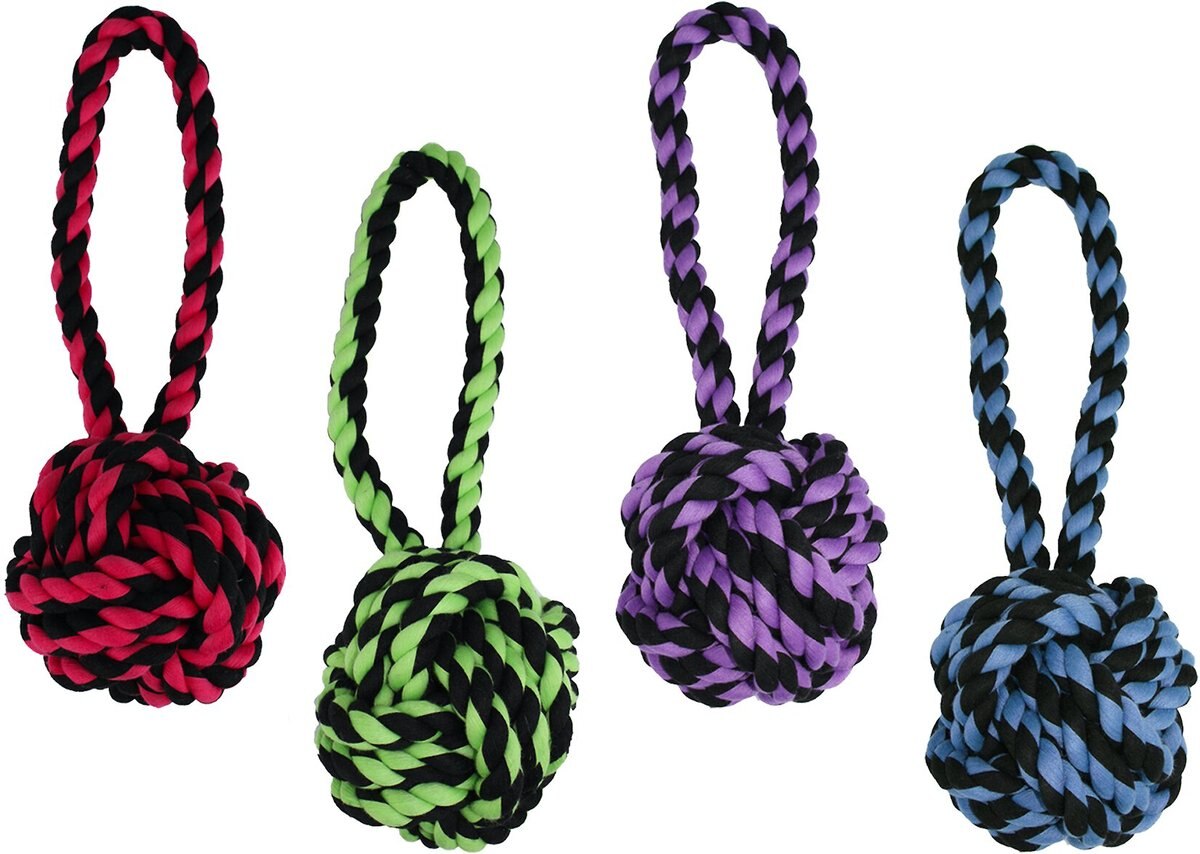 MULTIPET Nuts for Knots Heavy Duty Rope with Tug Dog Toy, Color Varies ...