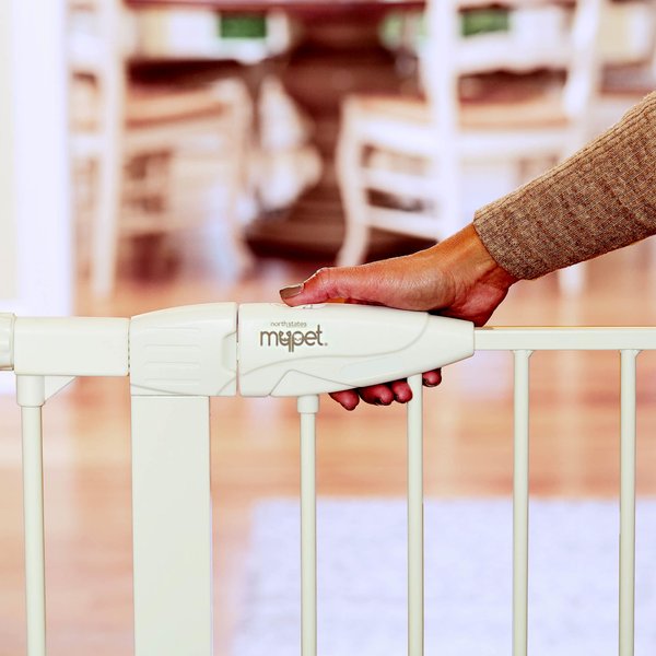 MYPET Extra Tall & Wide Walk Thru Easypass Cat & Dog Gate, White ...