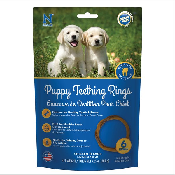 N-BONE Puppy Teething Rings Peanut Butter Flavor Dental Dog Treats, 6 ...