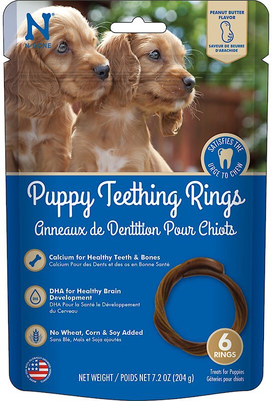 N-BONE Puppy Teething Rings Peanut Butter Flavor Dental Dog Treats, 6 ...