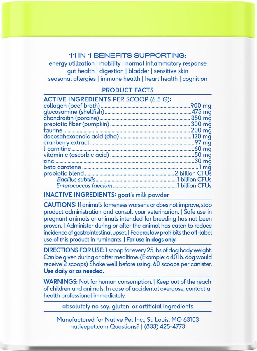 NATIVE PET The Daily Powder 11-in-1 Multivitamin Supplement for Dogs ...