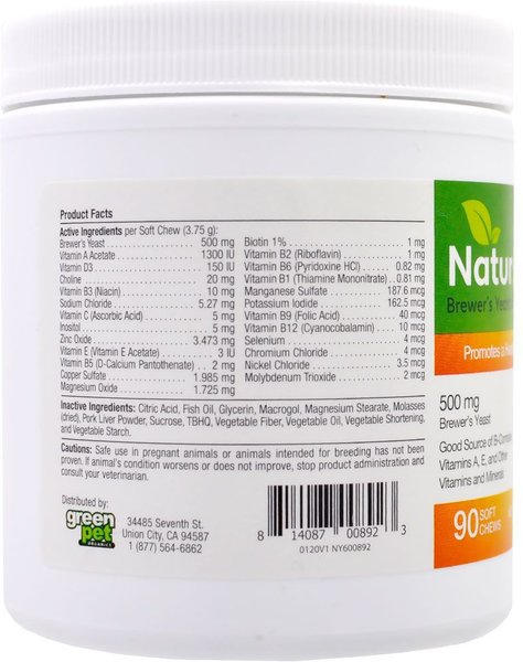 NATUR-YEAST Green Pet Organics Soft Chew Supplement for Dogs & Cats, 90 ...