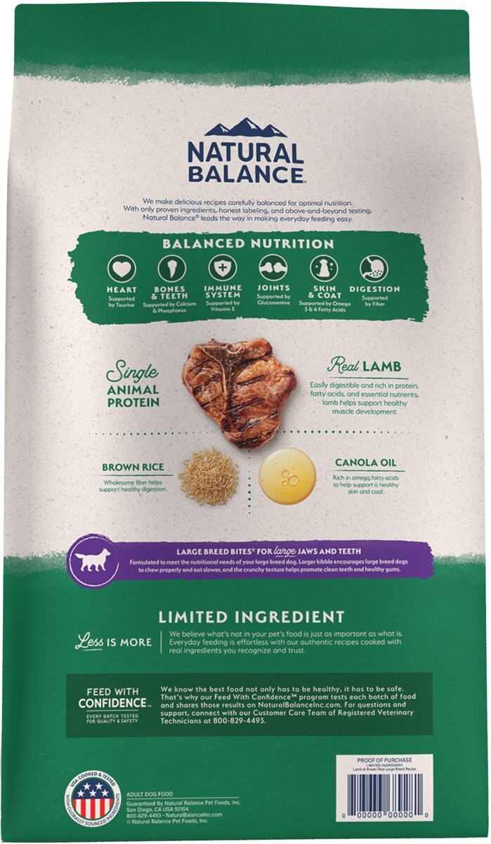 NATURAL BALANCE L.I.D. Limited Ingredient Diets Lamb & Brown Rice ...