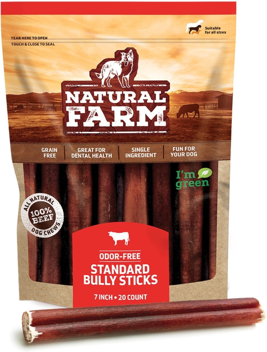 NATURAL FARM Beef Bully Sticks Dog Treats, 7-in, 20 count - Chewy.com