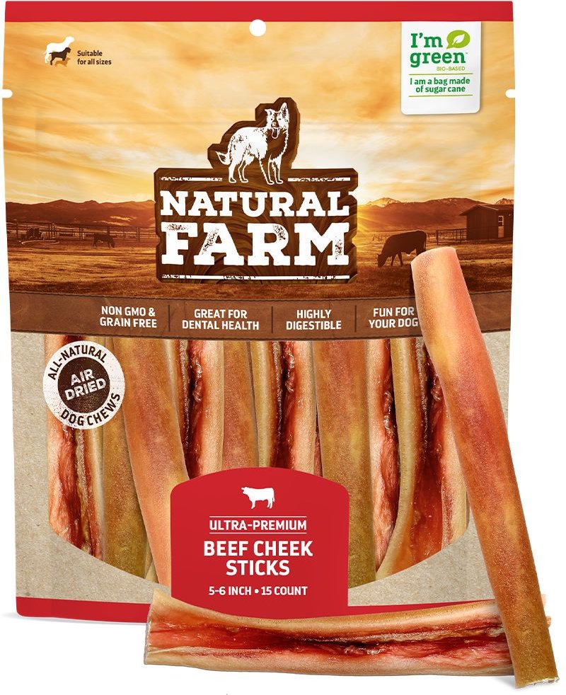 NATURAL FARM Beef Cheek Sticks Dog Treats, 5 to 6-in, 15 count - Chewy.com