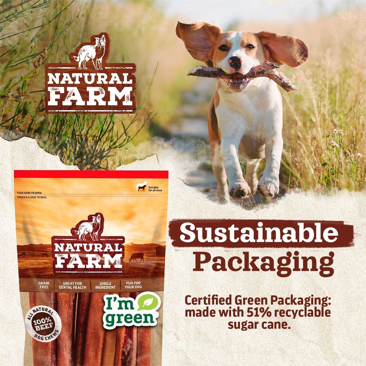 NATURAL FARM Beef Cheek Sticks Dog Treats, 5 to 6-in, 15 count - Chewy.com