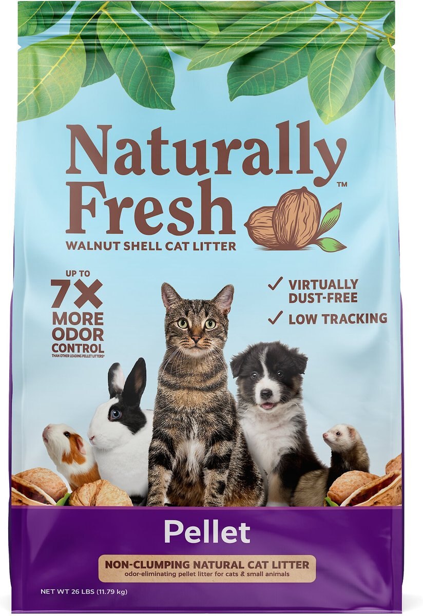 NATURALLY FRESH Pellet Unscented Non-Clumping Walnut Cat Litter, 26-lb ...