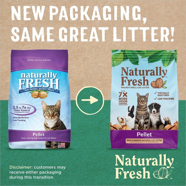 NATURALLY FRESH Pellet Unscented Non-Clumping Walnut Cat Litter, 26-lb ...