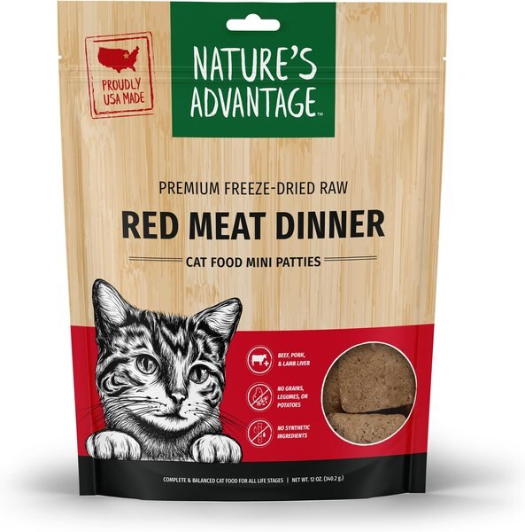 NATURE'S ADVANTAGE Red Meat Mini Patties Grain-Free Freeze-Dried Raw ...
