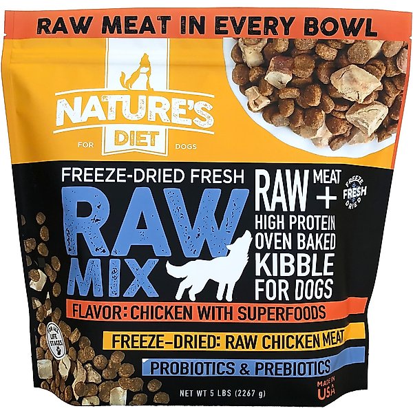 NATURE'S DIET Raw Mix Kibble Chicken Liver Inclusions Freeze-Dried Dog ...