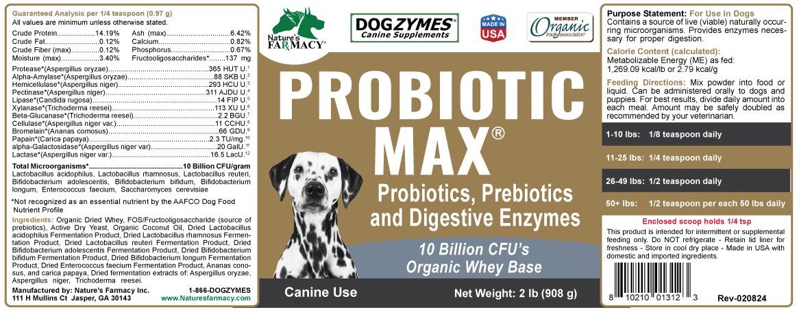 NATURE'S FARMACY Dogzymes Probiotic Max Dog Supplement, 1-lb jar ...