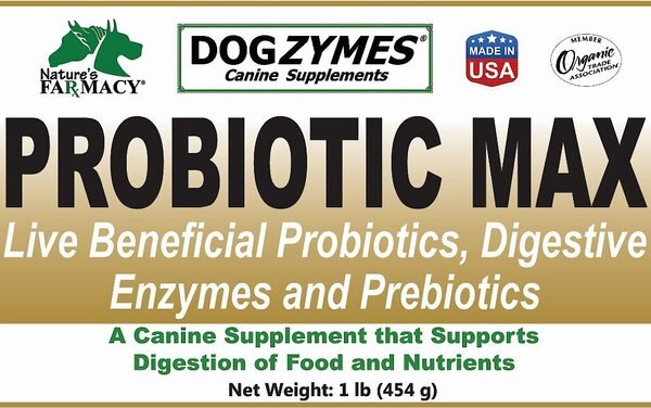 NATURE'S FARMACY Dogzymes Probiotic Max Dog Supplement, 1-lb jar ...