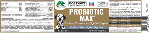 NATURE'S FARMACY Dogzymes Probiotic Max Dog Supplement, 8-oz jar ...