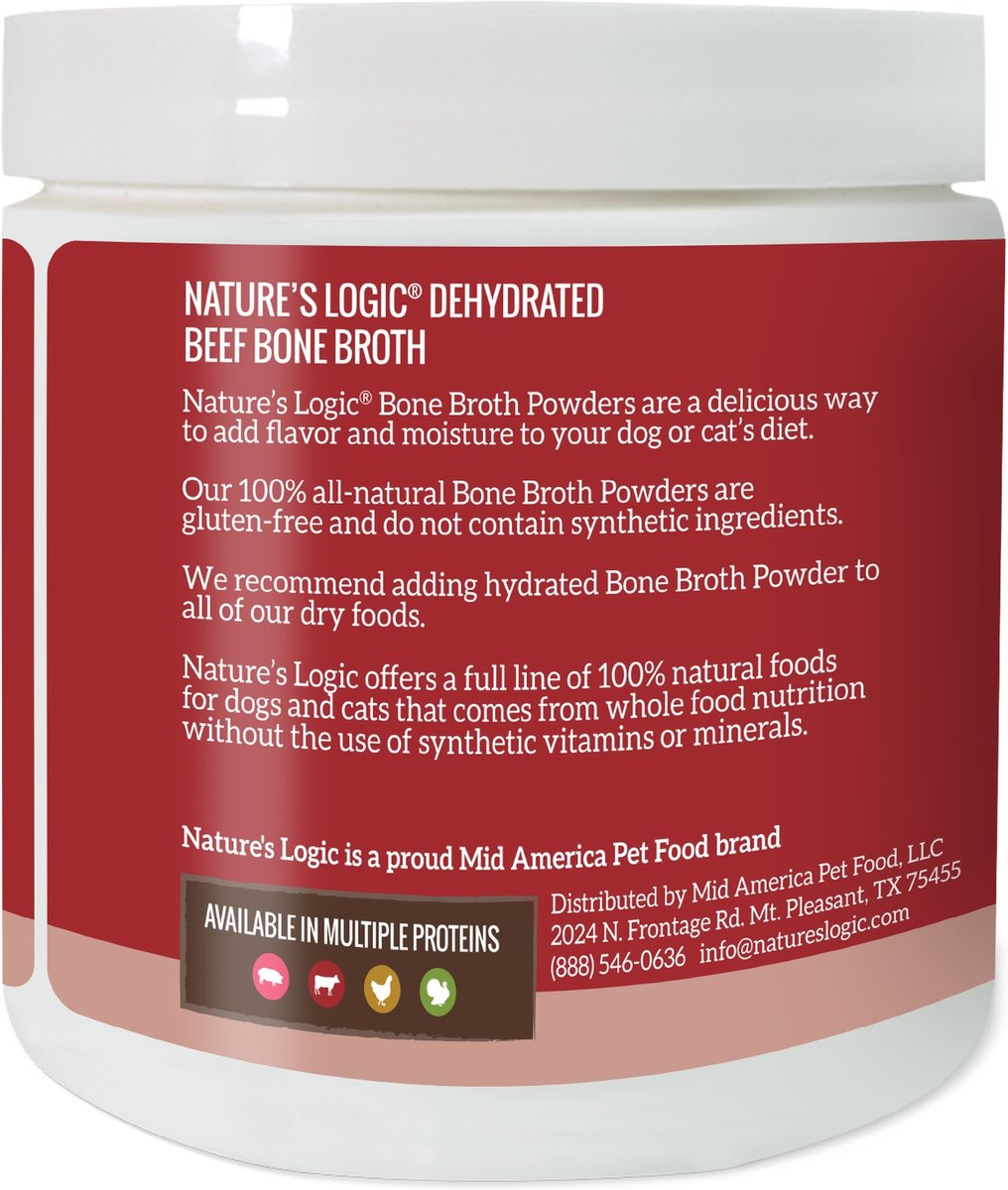 NATURE'S LOGIC 100% Natural Dehydrated Beef Bone Broth Dog & Cat Food ...