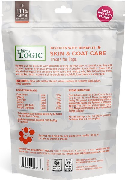 Discontinued - NATURE'S LOGIC Skin & Coat Care Biscuits Dog Treats, 12 ...