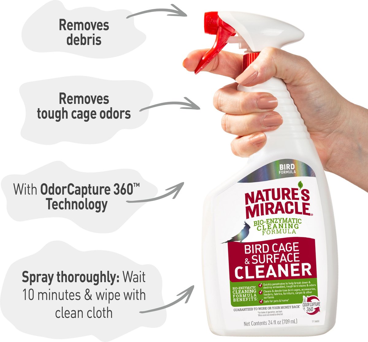 NATURE'S MIRACLE Bird Cage & Surface Cleaner Spray, 24-oz bottle ...