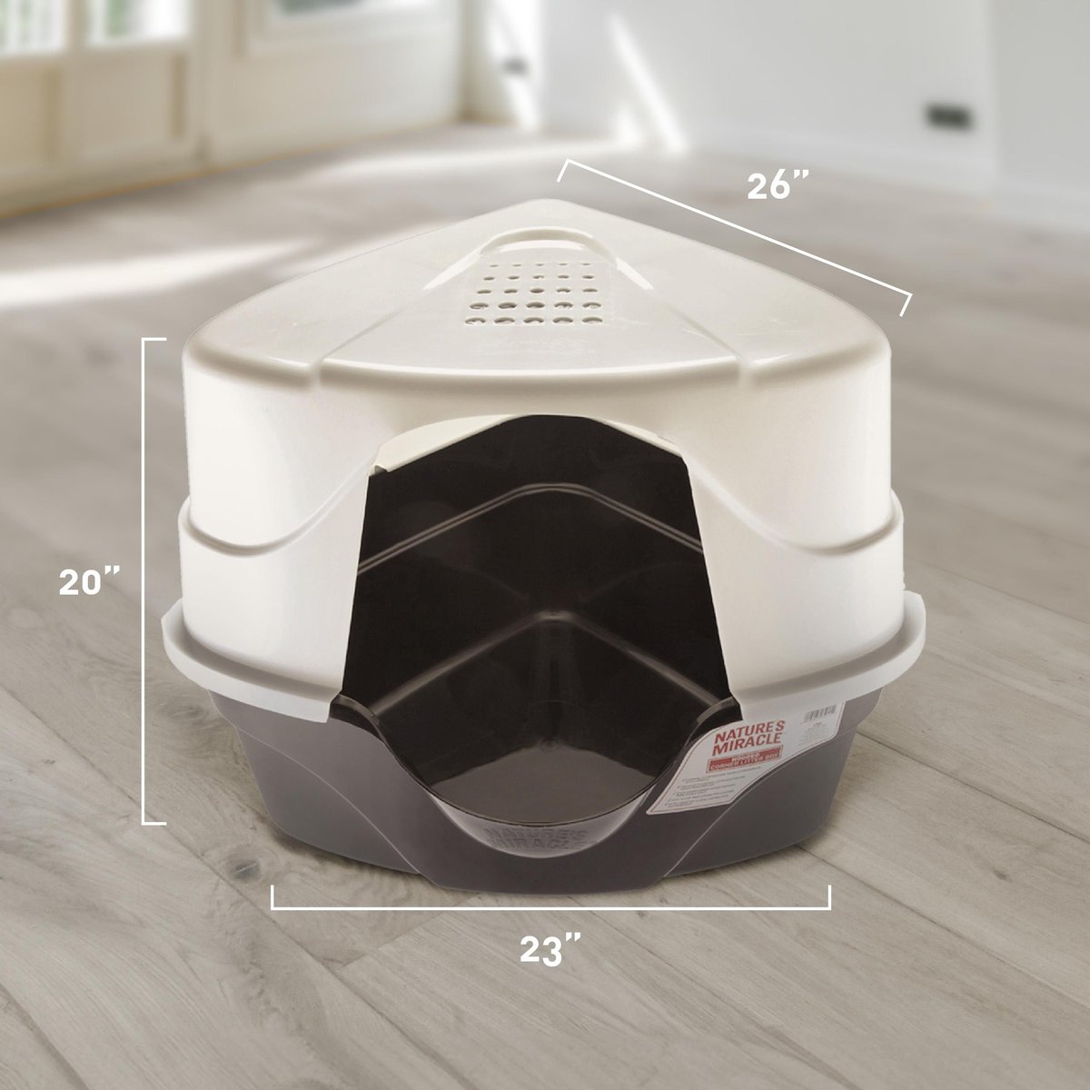 NATURE'S MIRACLE Hooded Corner Multi-Cat Litter Box with Charcoal ...