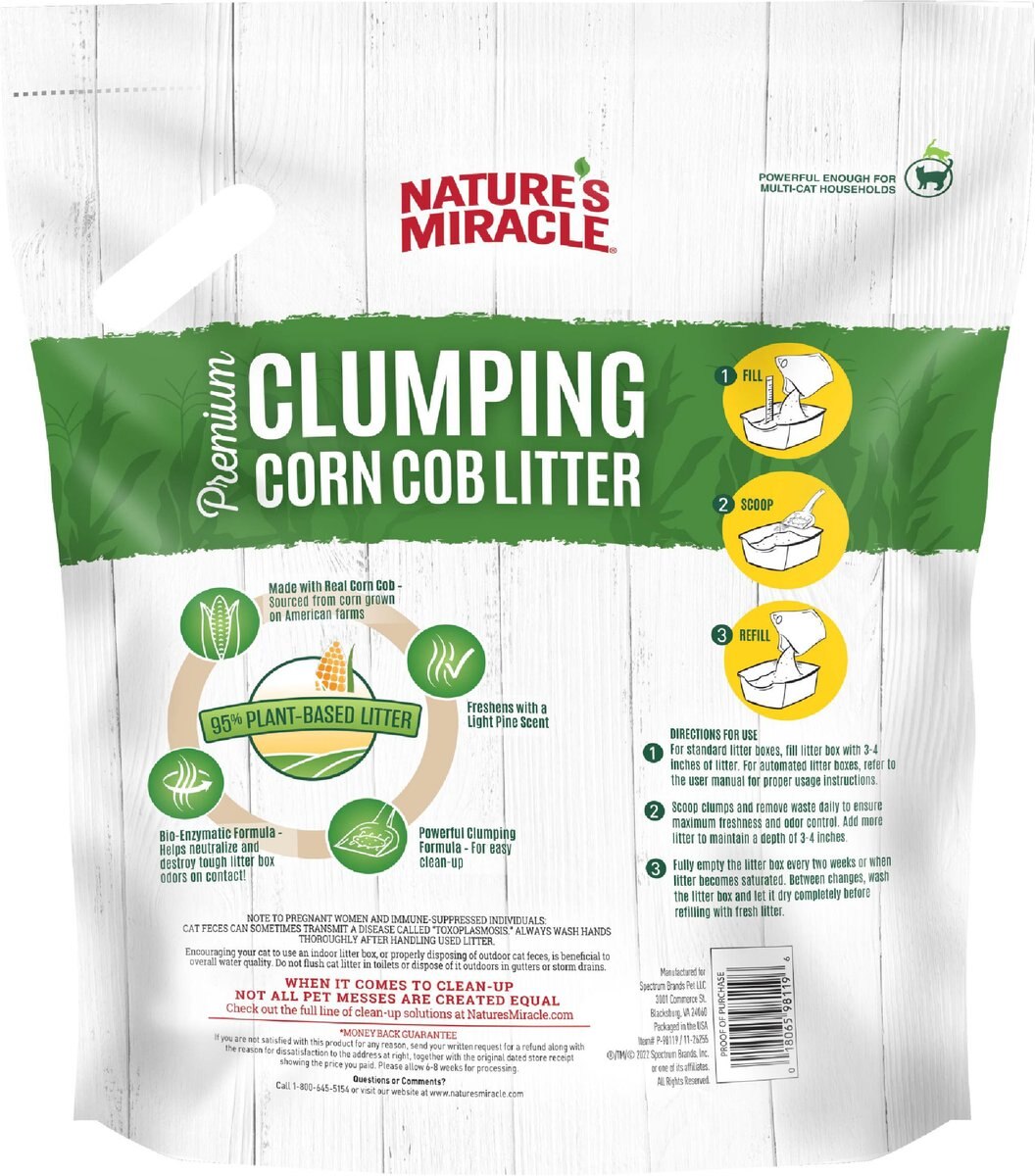 NATURE'S MIRACLE Premium Scented Clumping Corn Cat Litter, 10-lb bag ...