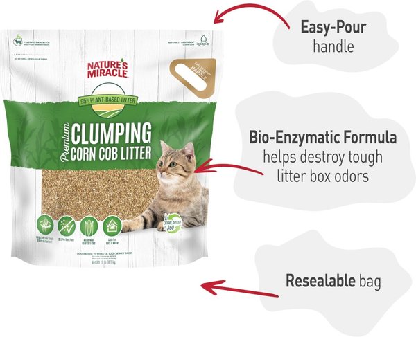 NATURE'S MIRACLE Premium Scented Clumping Corn Cat Litter, 18-lb bag ...