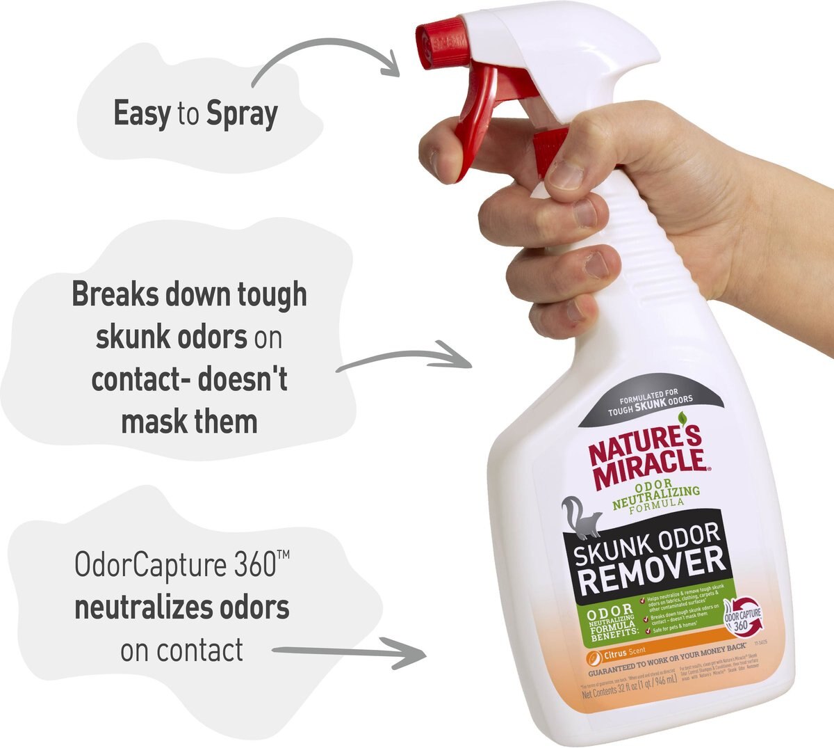 NATURE'S MIRACLE Skunk Odor Remover, 32-fl oz bottle - Chewy.com