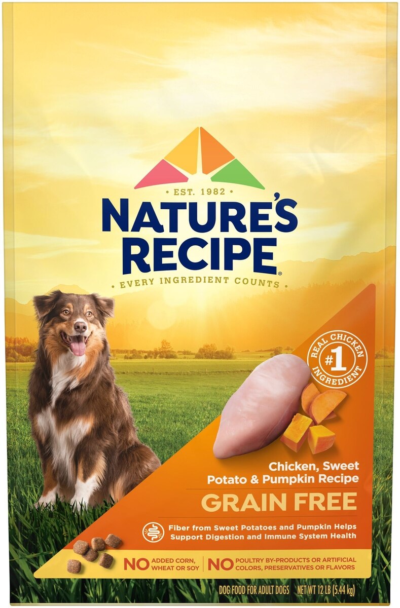 NATURE'S RECIPE Grain-Free Chicken, Sweet Potato & Pumpkin Recipe Dry ...