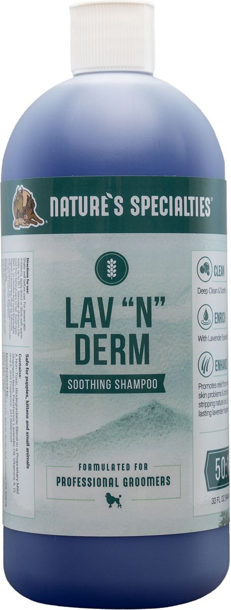 NATURE'S SPECIALTIES Lav-N-Derm Calming Antiseptic Dog Shampoo, 32-fl ...