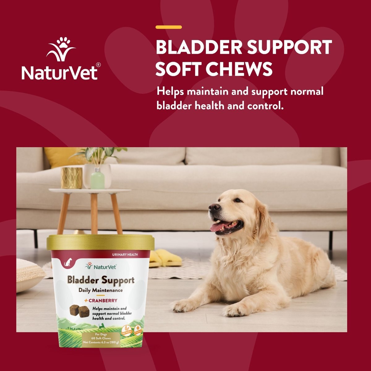 NATURVET Bladder Support Plus Cranberry Soft Chews Urinary Supplement ...