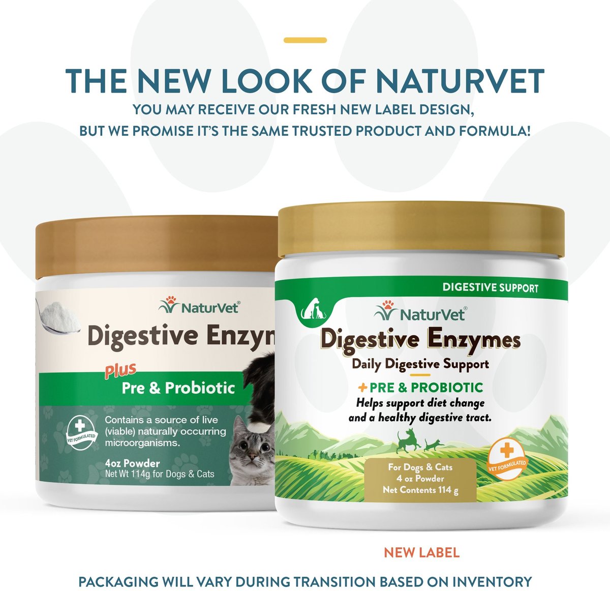 NATURVET Digestive Enzymes Plus Probiotic Powder Digestive Supplement ...