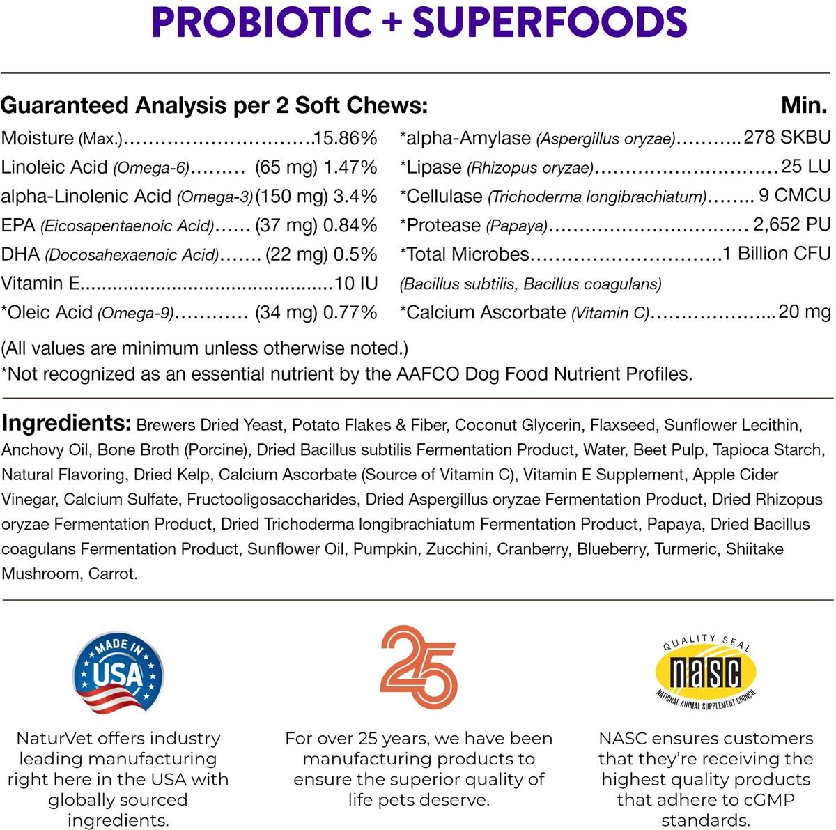 NATURVET Evolutions Probiotic + Superfoods Soft Chews Dog Supplement ...