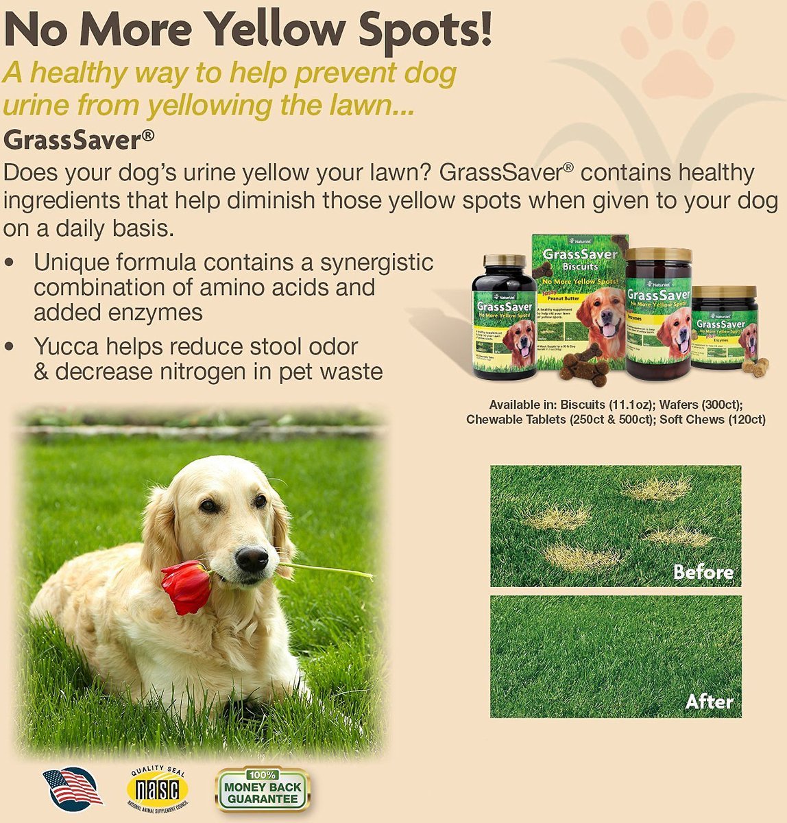 NATURVET GrassSaver Plus Enzymes Soft Chews Urinary & Lawn Protection ...