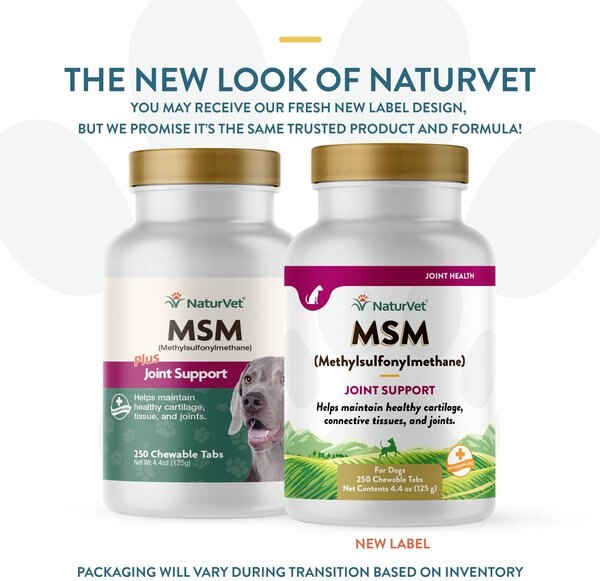 Discontinued - NATURVET MSM Chewable Tablets Joint Supplement for Dogs ...