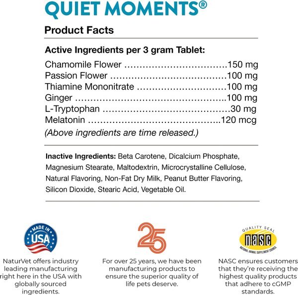Discontinued - NATURVET Quiet Moments Chewable Tablets Calming ...