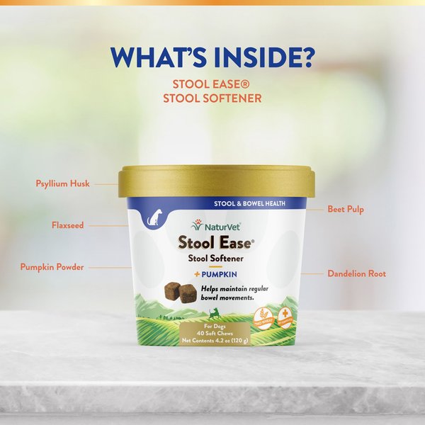 NATURVET Stool Ease Soft Chews Digestive Supplement for Dogs, 40 count ...