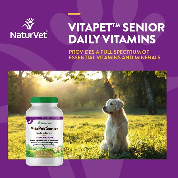 NATURVET VitaPet Senior Daily Vitamins Plus Glucosamine Dog Supplement ...