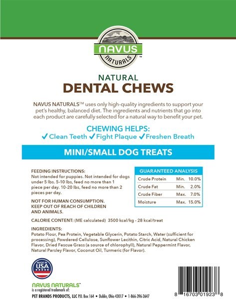NAVUS NATURALS Mini Mint Dental Dog Treats, 78 count - Chewy.com