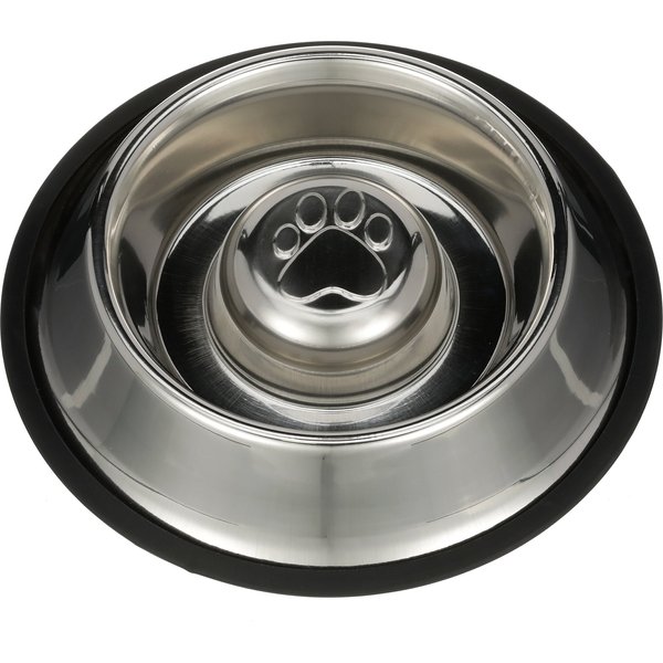 NEATER PETS Non-Skid Non-Tip Stainless Steel Slow Feeder Dog Bowl, 2 ...