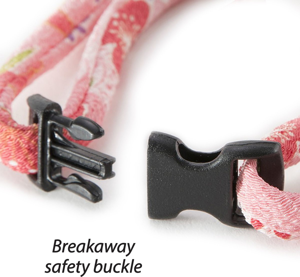 NECOICHI Chirimen Clover Breakaway Cat Collar with Bell, Pastel Pink, 8 ...